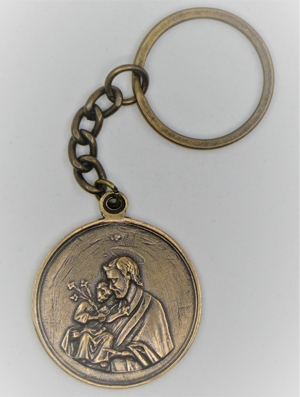 St. Joseph and Blessed Mother Bronze Keychain/Medal | Joseph Sciambra