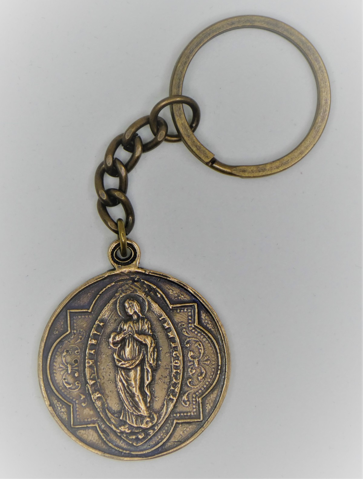 St. Joseph and Blessed Mother Bronze Keychain/Medal | Joseph Sciambra