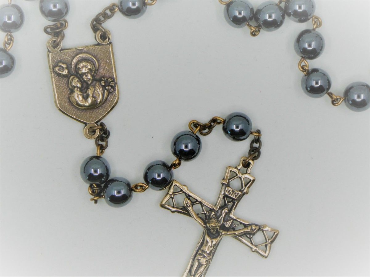 St. Joseph Hematite Heavy-Duty Rosary | Joseph Sciambra