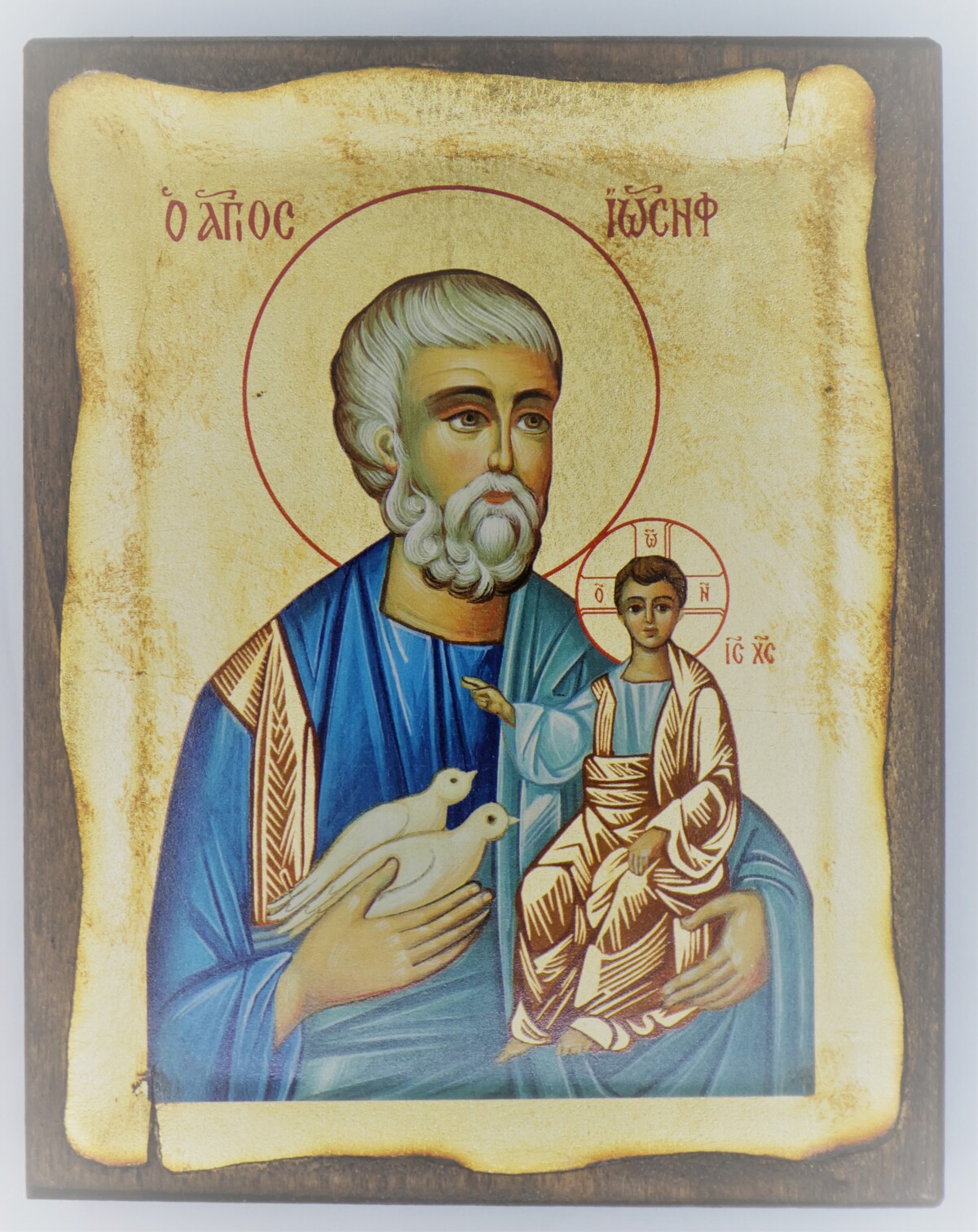 St. Joseph and Christ Child Greek Icon | Joseph Sciambra