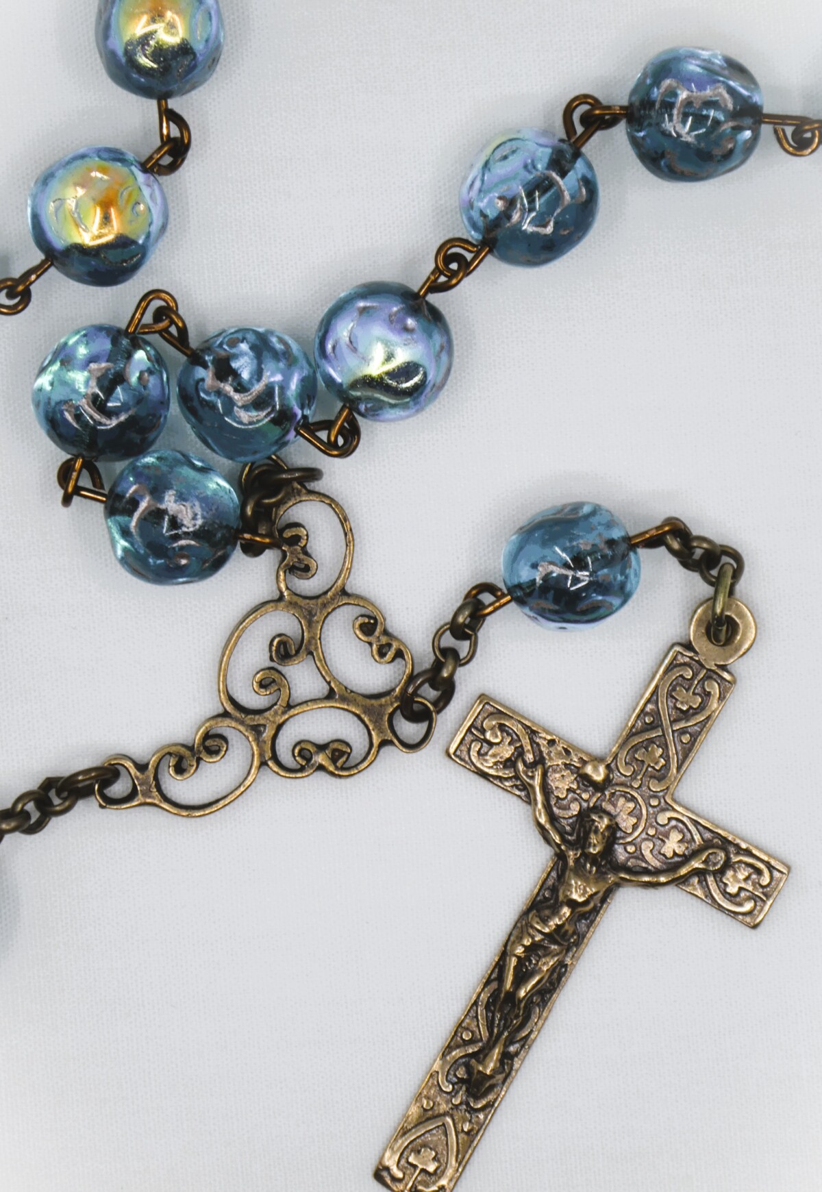 Blue Rosebud Czech Glass Jesus Prayer Beads | Joseph Sciambra
