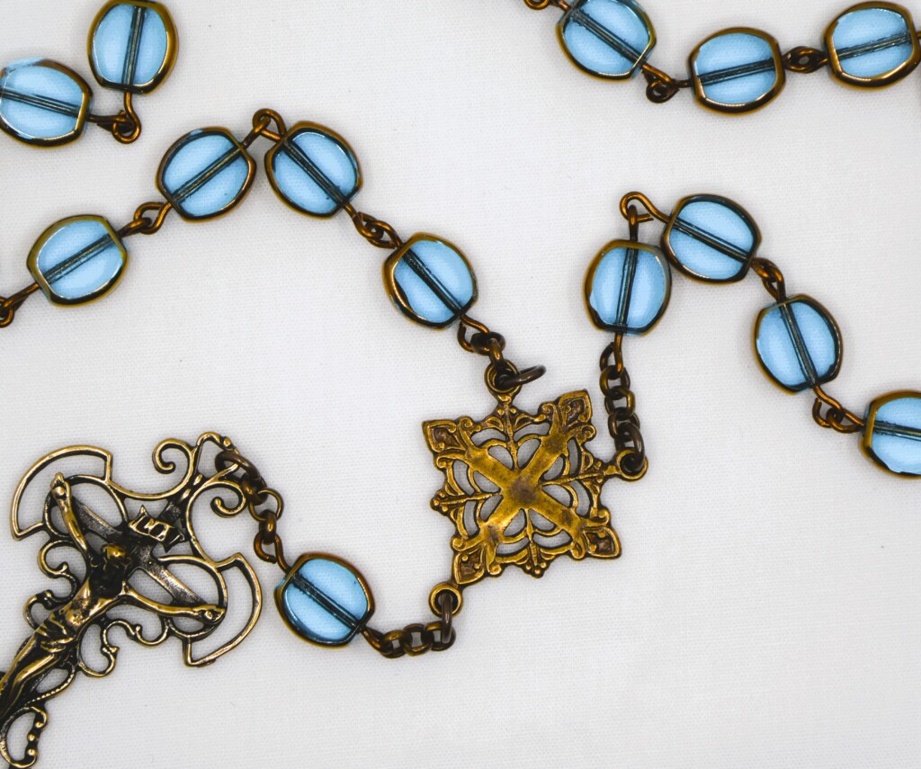 Bronze/Blue Oval Czech Glass Jesus Prayer Beads | Joseph Sciambra