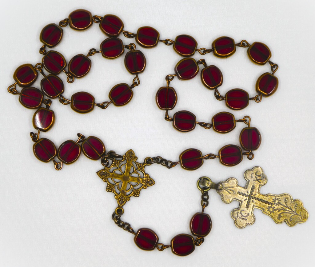 Bronze/Red Oval Czech Glass Jesus Prayer Beads | Joseph Sciambra